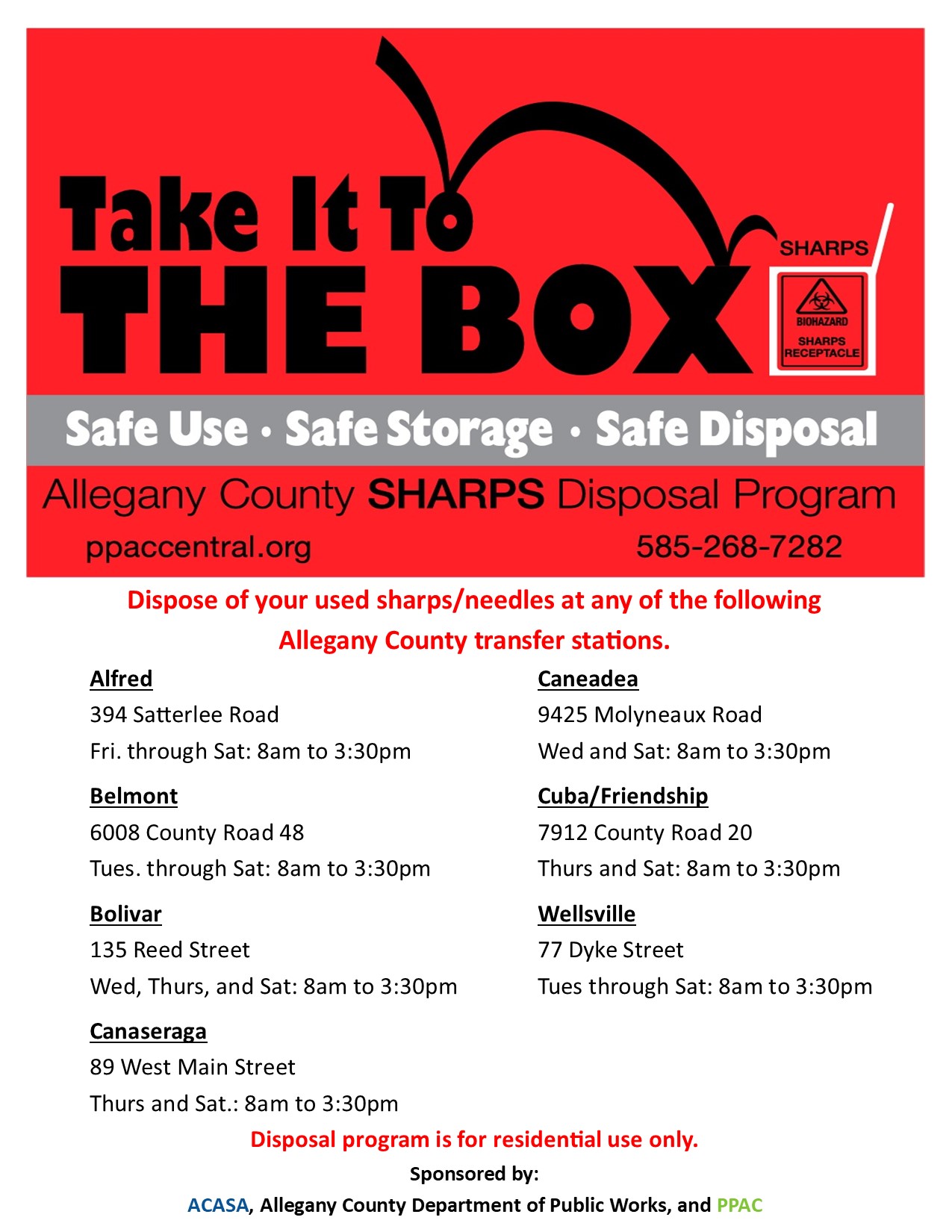 Needle/Sharps Disposal | PPAC Central